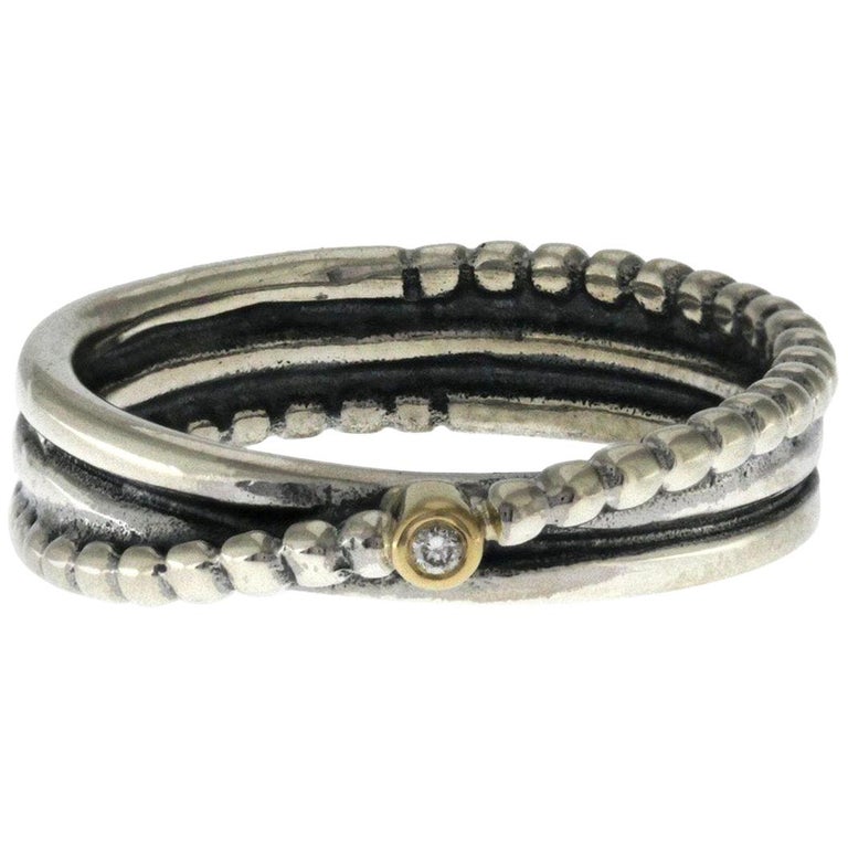 Pandora Ale 14 Karat Yellow Gold 925 Sterling Silver Diamond Twist Ring ...