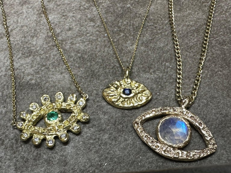 Pandora’s Emerald Evil Eye Necklace in 18K Yellow Gold with Diamonds ...