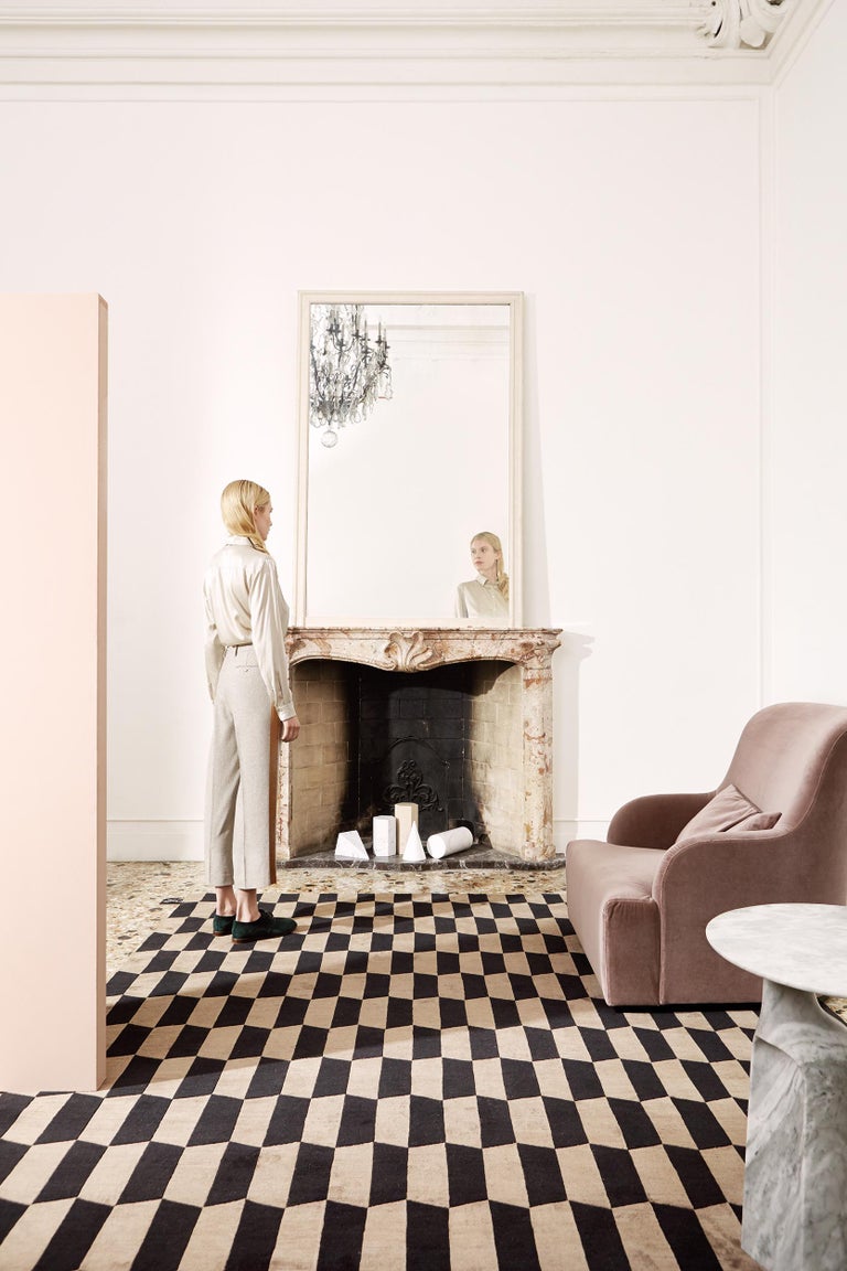 cc-tapis p.a.n.e Black and White Pattern Rug For Sale at 1stDibs