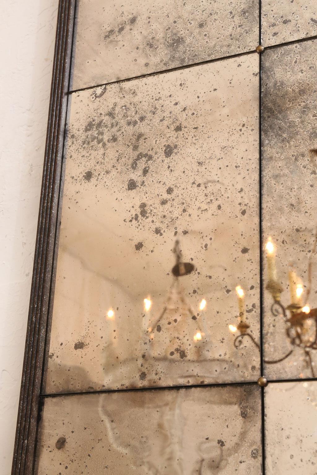 Paneled Steel Framed Mirror at 1stDibs