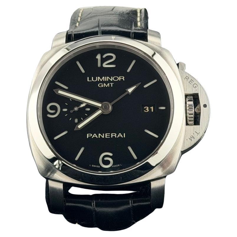 Panerai Luminor 1950 3 Days GMT PAM00320 PAM 320 44mm Black Dial Steel ...