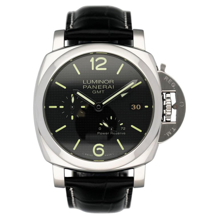 Panerai Luminor 1950 PAM00537 GMT Mens Watch Box Papers For Sale at 1stDibs