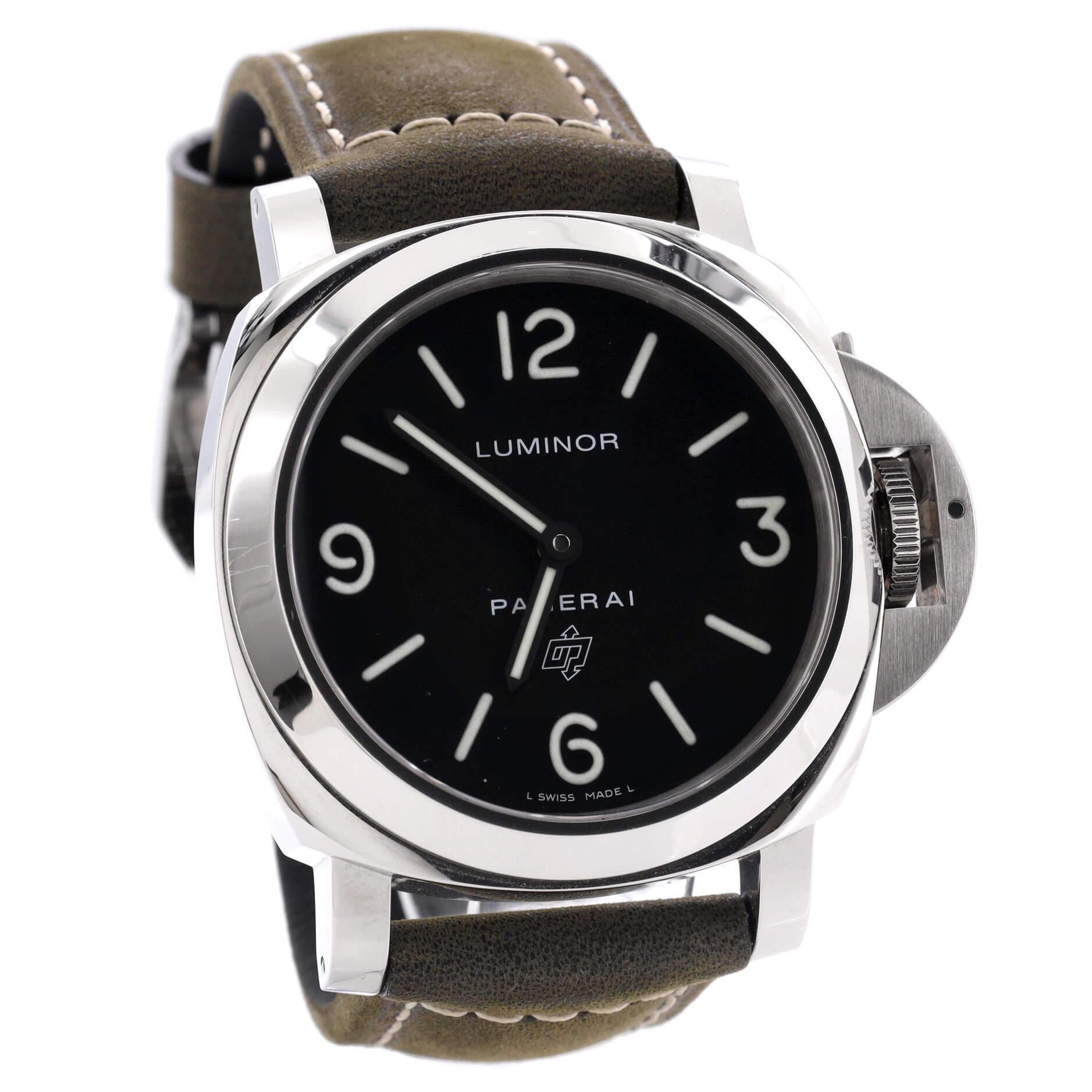 Panerai Luminor Base Logo Manual Watch Stainless Steel and Leather 44 ...