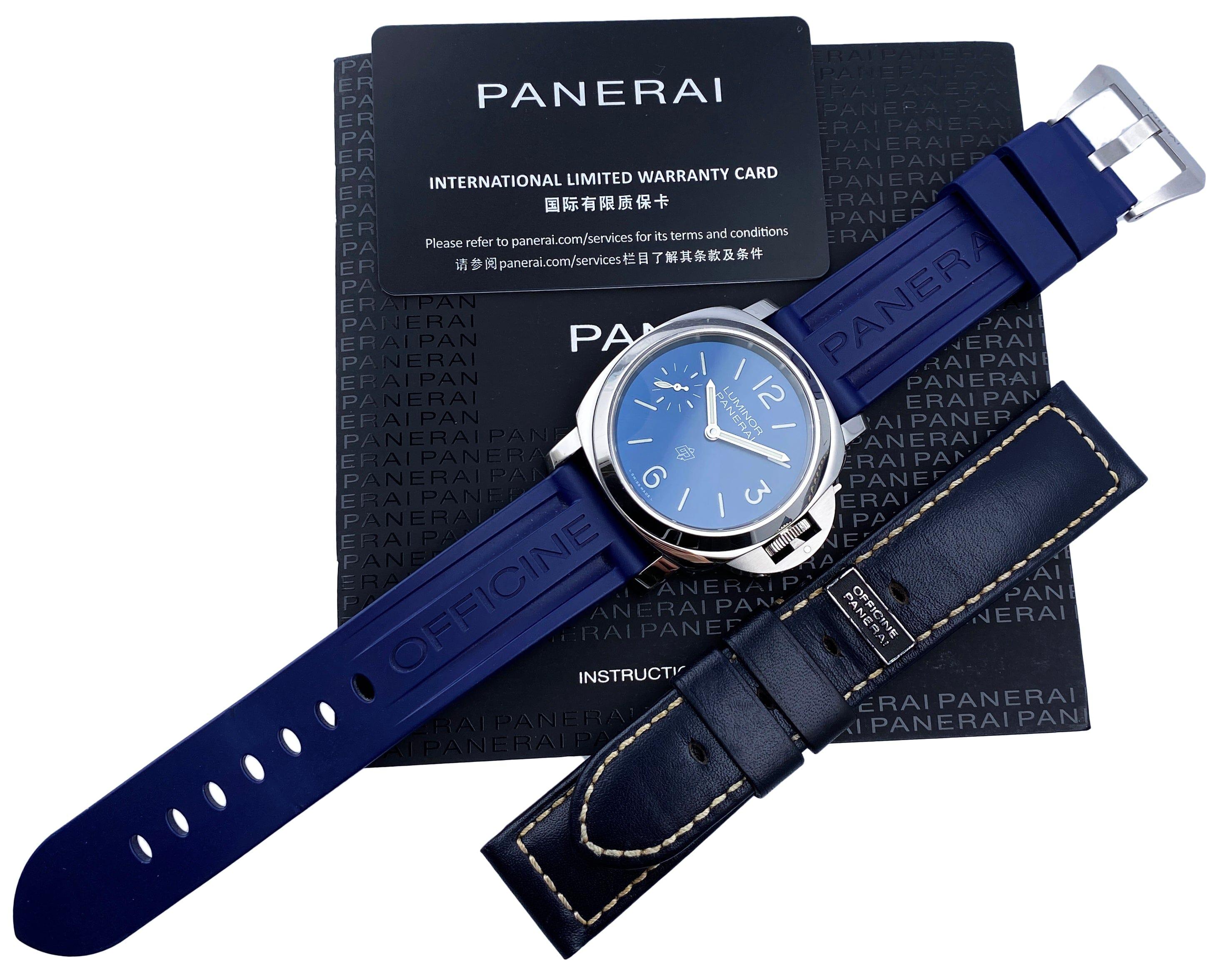 Panerai Luminor Blu Mare PAM01085 Blue Dial Mens Watch Box Papers For Sale at 1stDibs