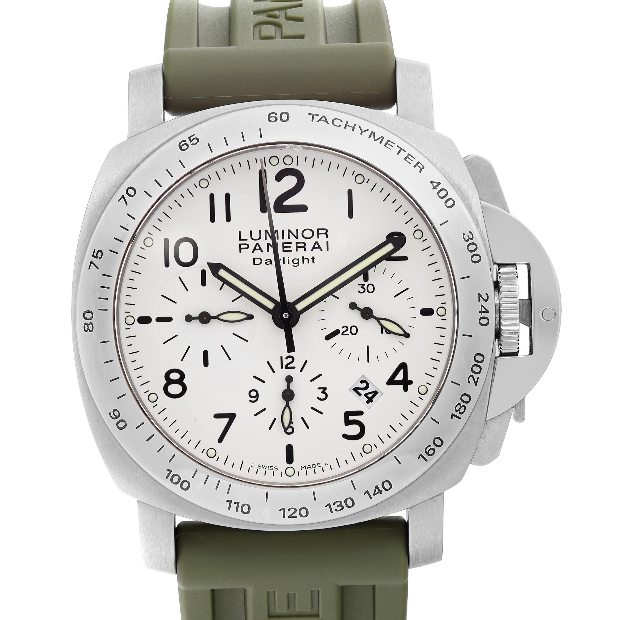 Panerai Luminor Daylight Chrono Steel White Dial Automatic Men Watch ...