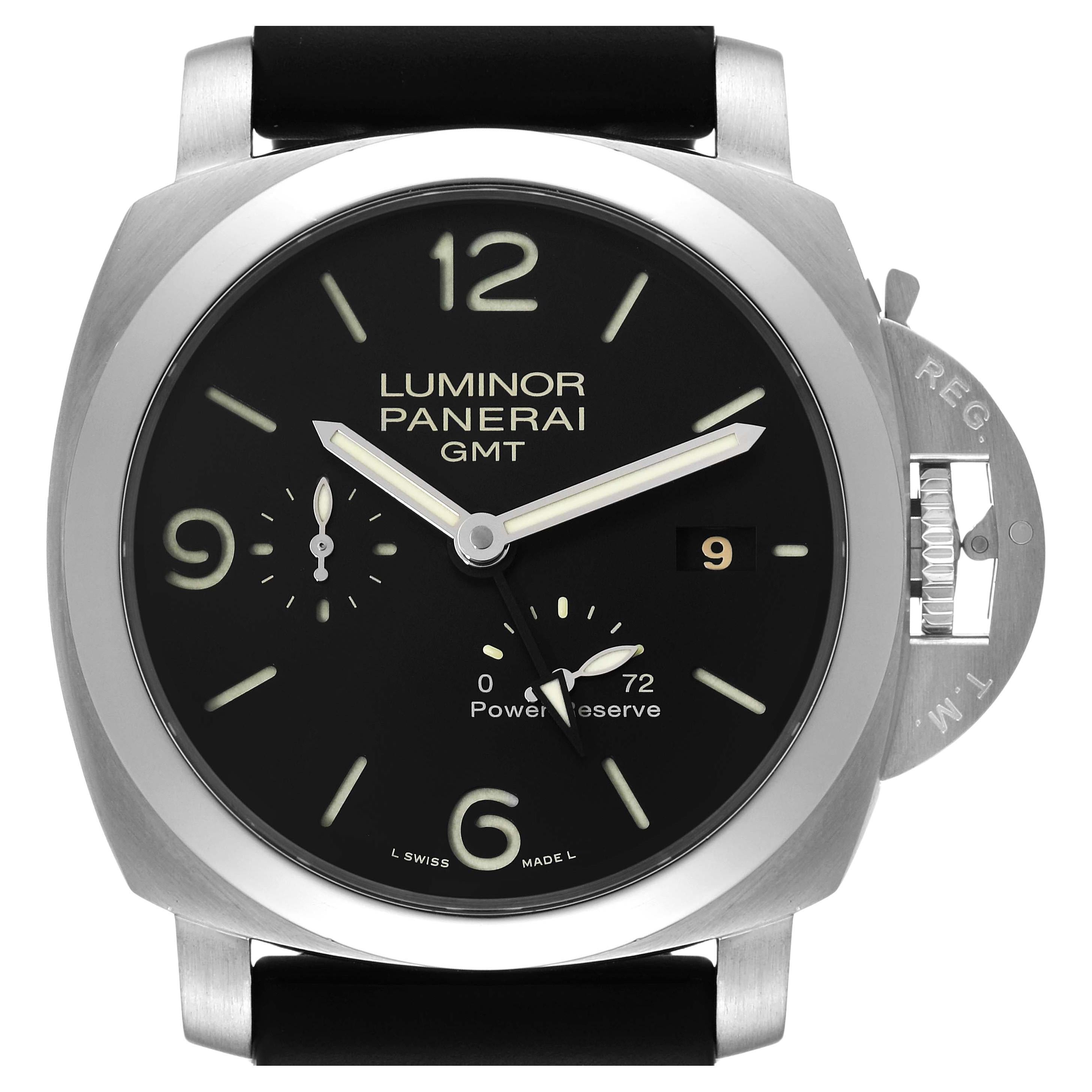 Panerai Luminor GMT 1950 3 Days Power Reserve Steel Mens Watch PAM00321 ...