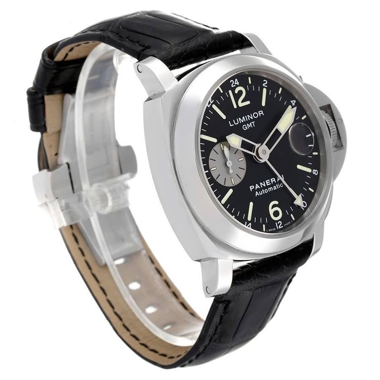Panerai Luminor GMT Automatic Steel Mens Watch PAM00088 Box Card at 1stDibs