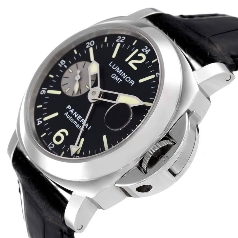 Panerai Luminor GMT Automatic Steel Mens Watch PAM00088 Box Card at 1stDibs