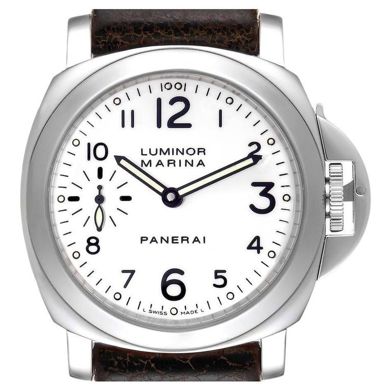 Panerai Luminor Marina White Dial Mens Watch PAM00113 Box Papers For ...