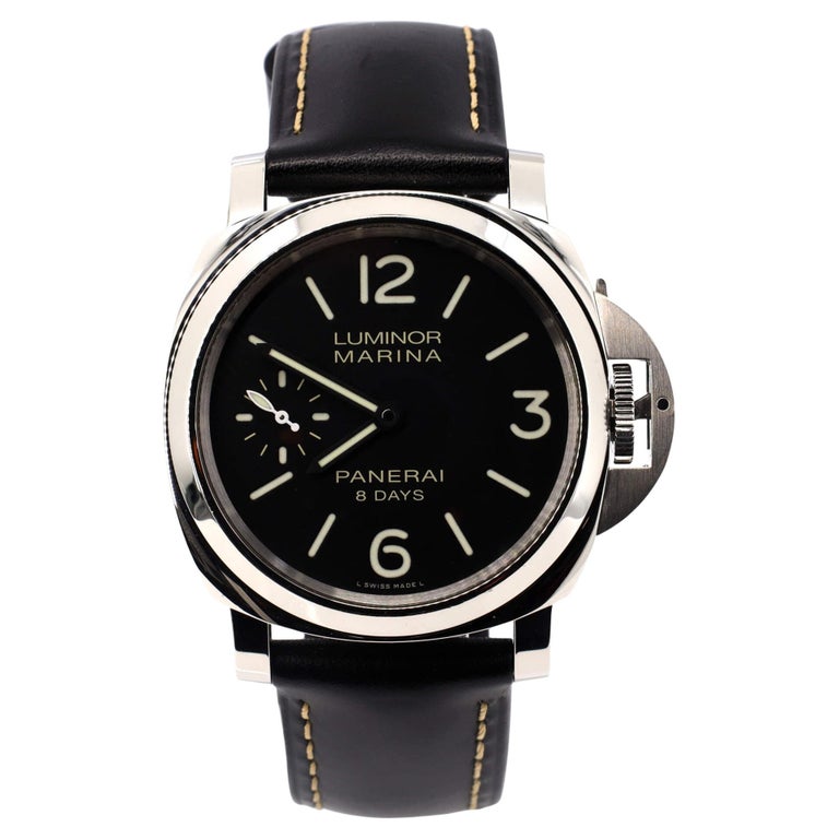 Panerai Luminor Marina 8 Tage Acciaio Handuhr aus Edelstahl und Leder ...