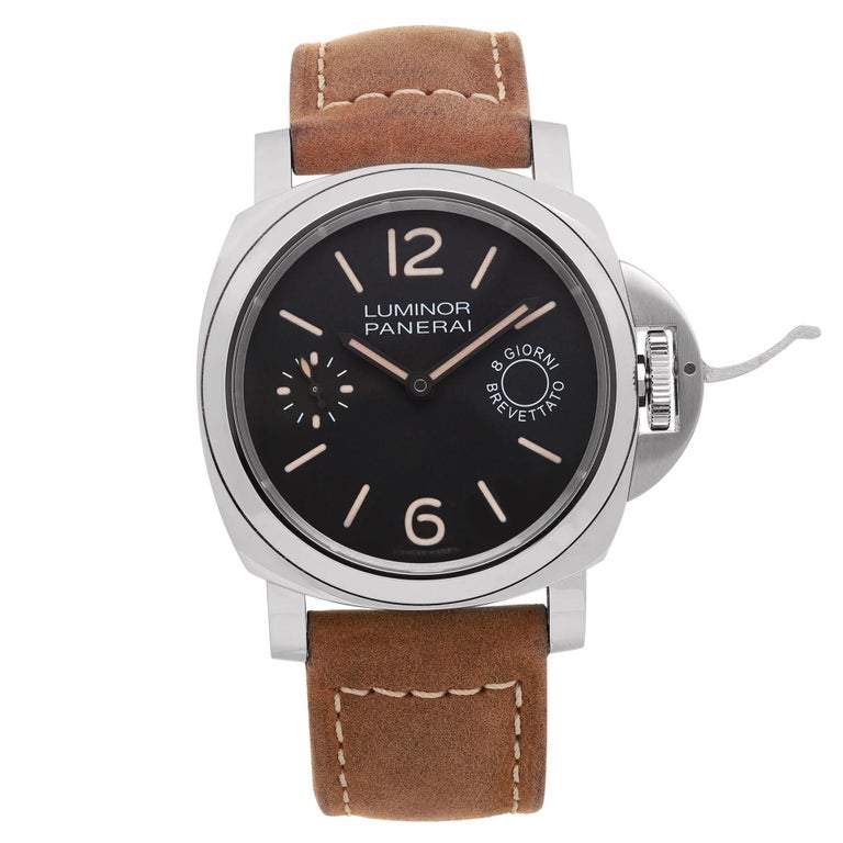 Panerai Luminor Marina 8 Days Steel Black Dial Hand Wind Mens Watch ...