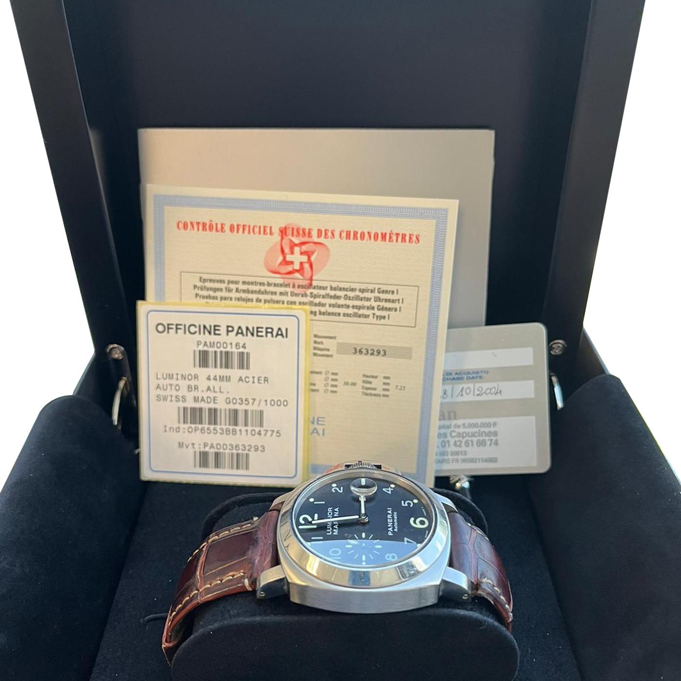Panerai Luminor Marina Black Dial Automatic Leather Strap Watch ...