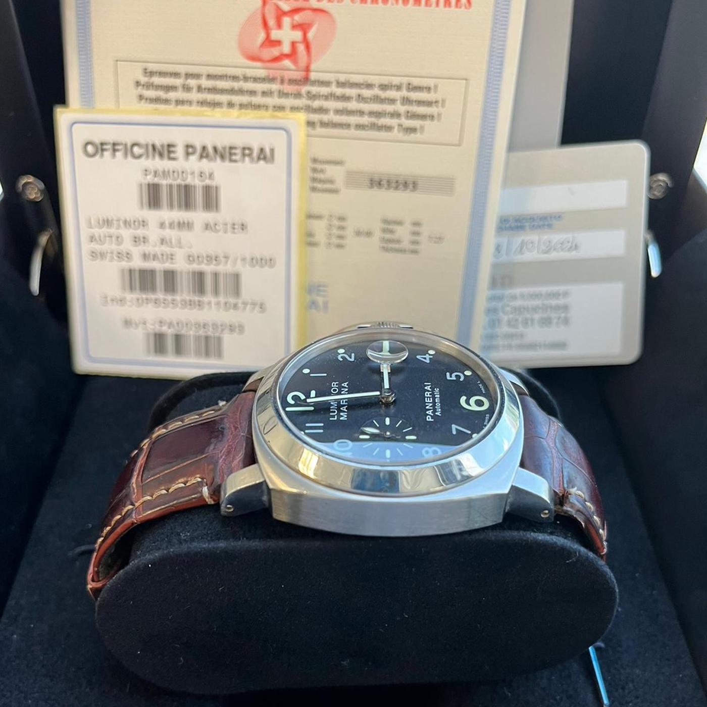 Panerai Luminor Marina Black Dial Automatic Leather Strap Watch ...
