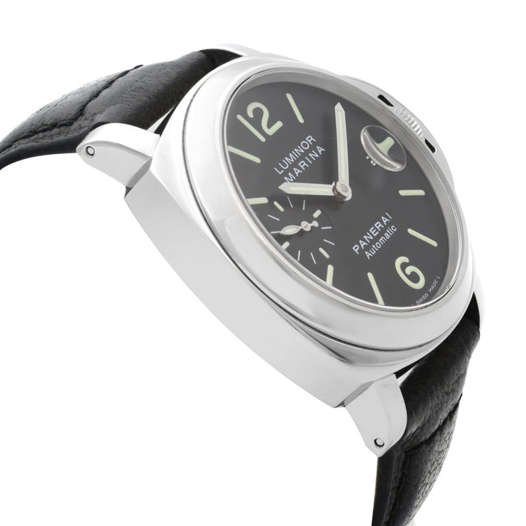 Panerai Luminor Marina Black Dial Date Steel Automatic Men's Watch ...