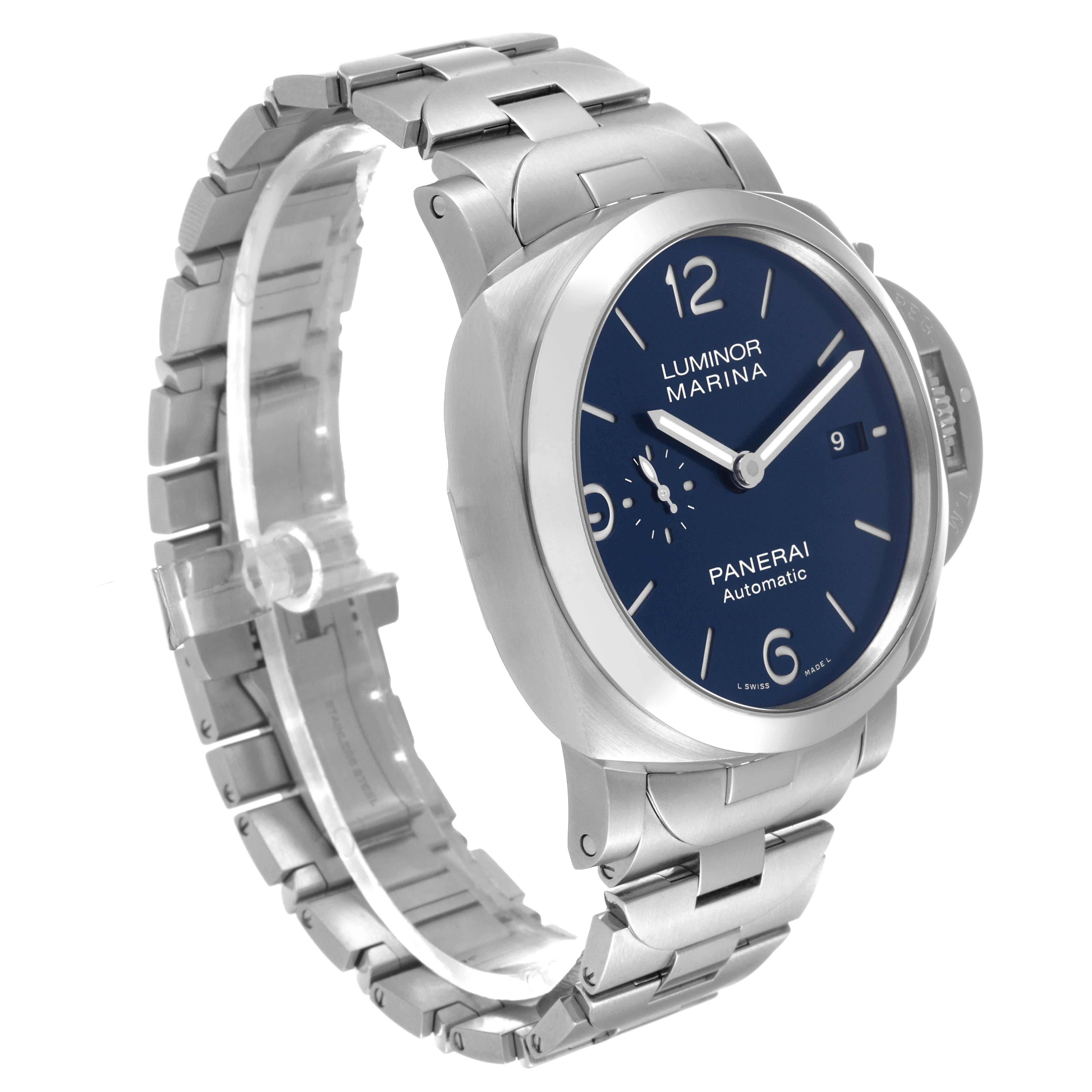 Panerai Luminor Marina Specchio Blu Steel Mens Watch PAM01316 Box Card ...