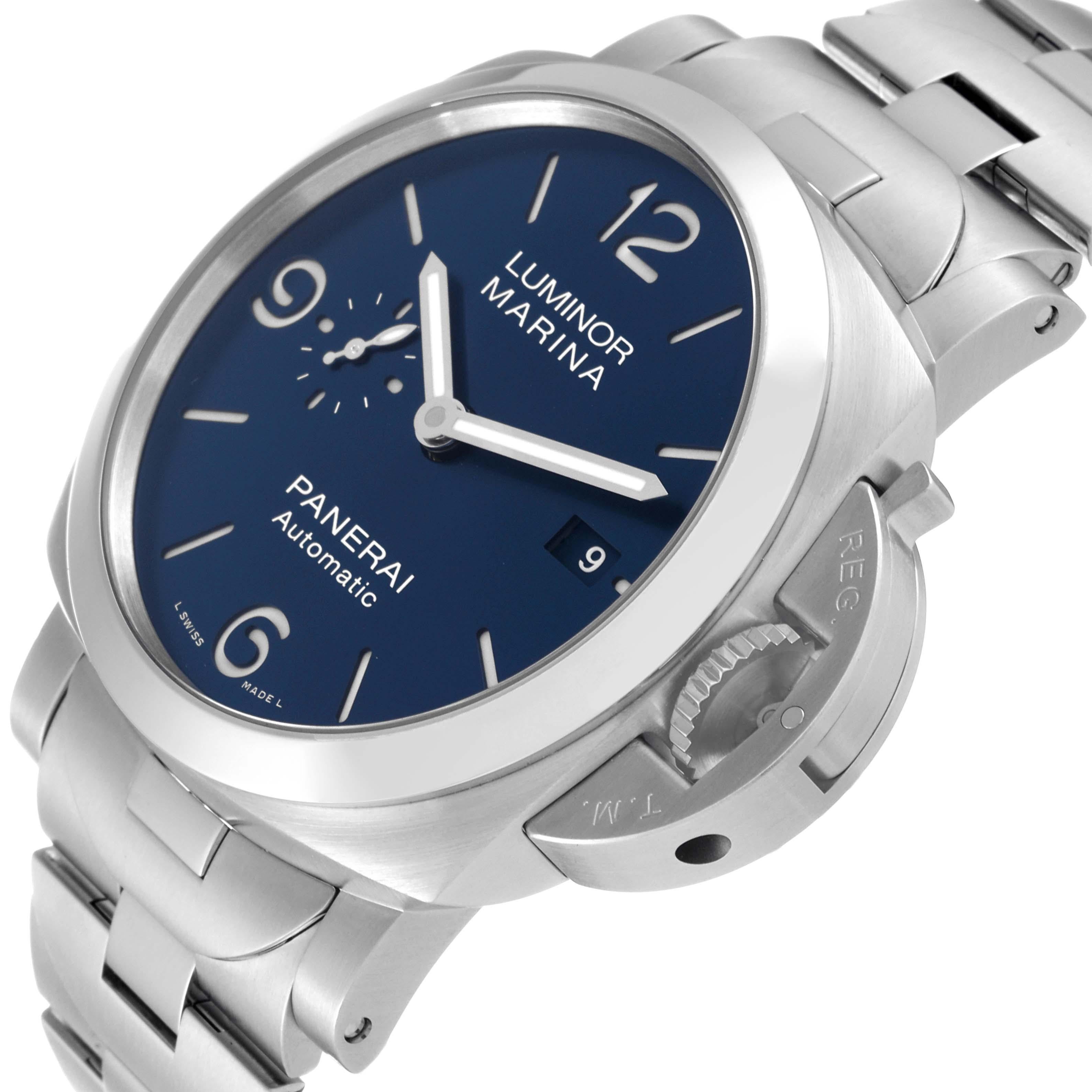 Panerai Luminor Marina Specchio Blu Steel Mens Watch PAM01316 Box Card ...