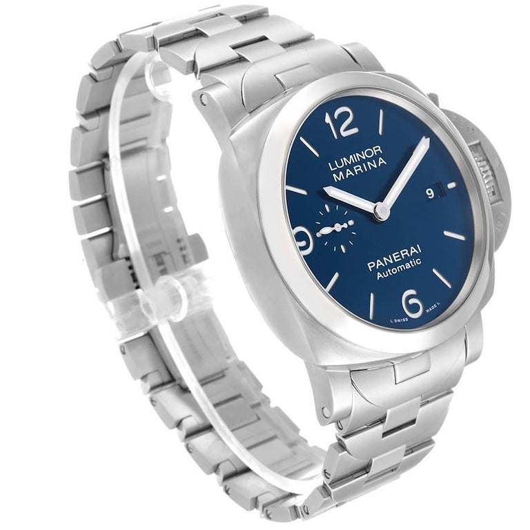 Panerai Luminor Marina Specchio Blu Steel Mens Watch PAM01316 Box ...