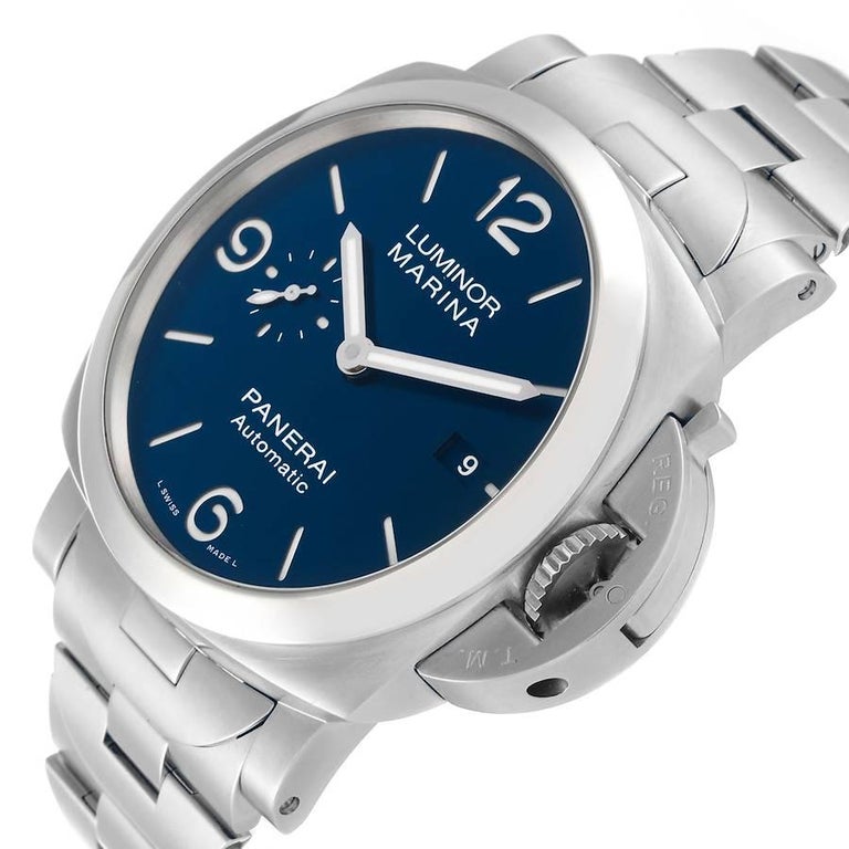 Panerai Luminor Marina Specchio Blu Steel Mens Watch PAM01316 Box ...