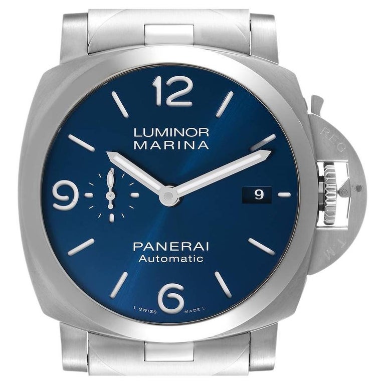 Panerai Luminor Marina Speccio Blu Steel Mens Watch PAM01316 Box Card ...