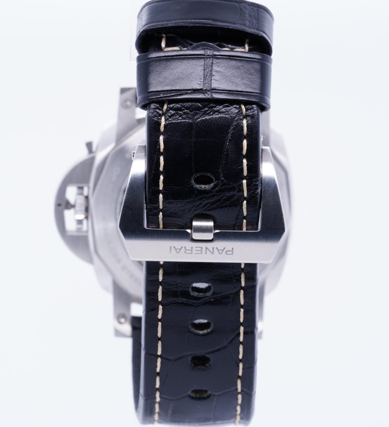 Panerai Luminor Marina Steel Black Dial Leather Strap Automatic Watch ...