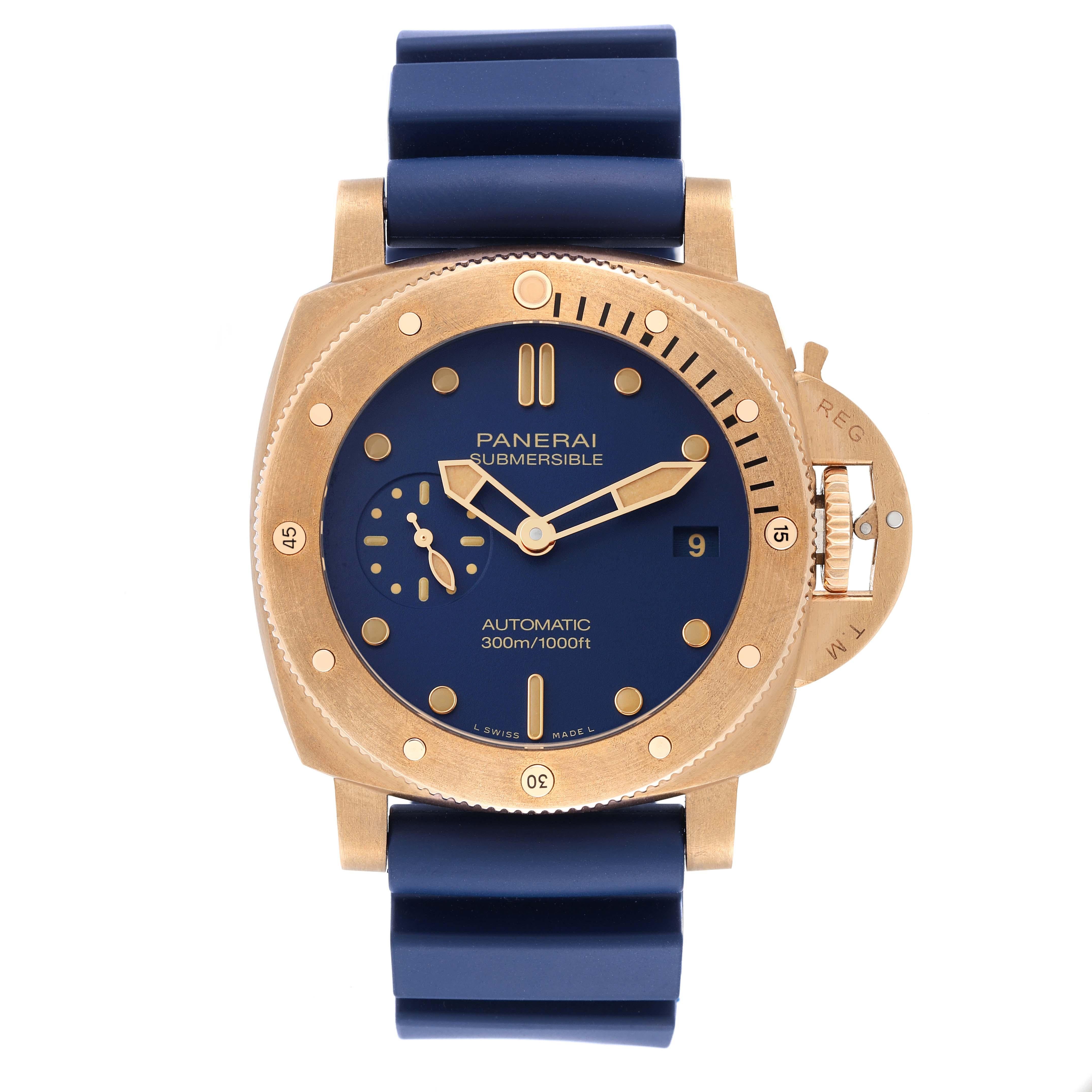 Panerai Luminor Submersible Blu Abisso Bronze Mens Watch PAM01074 Box ...