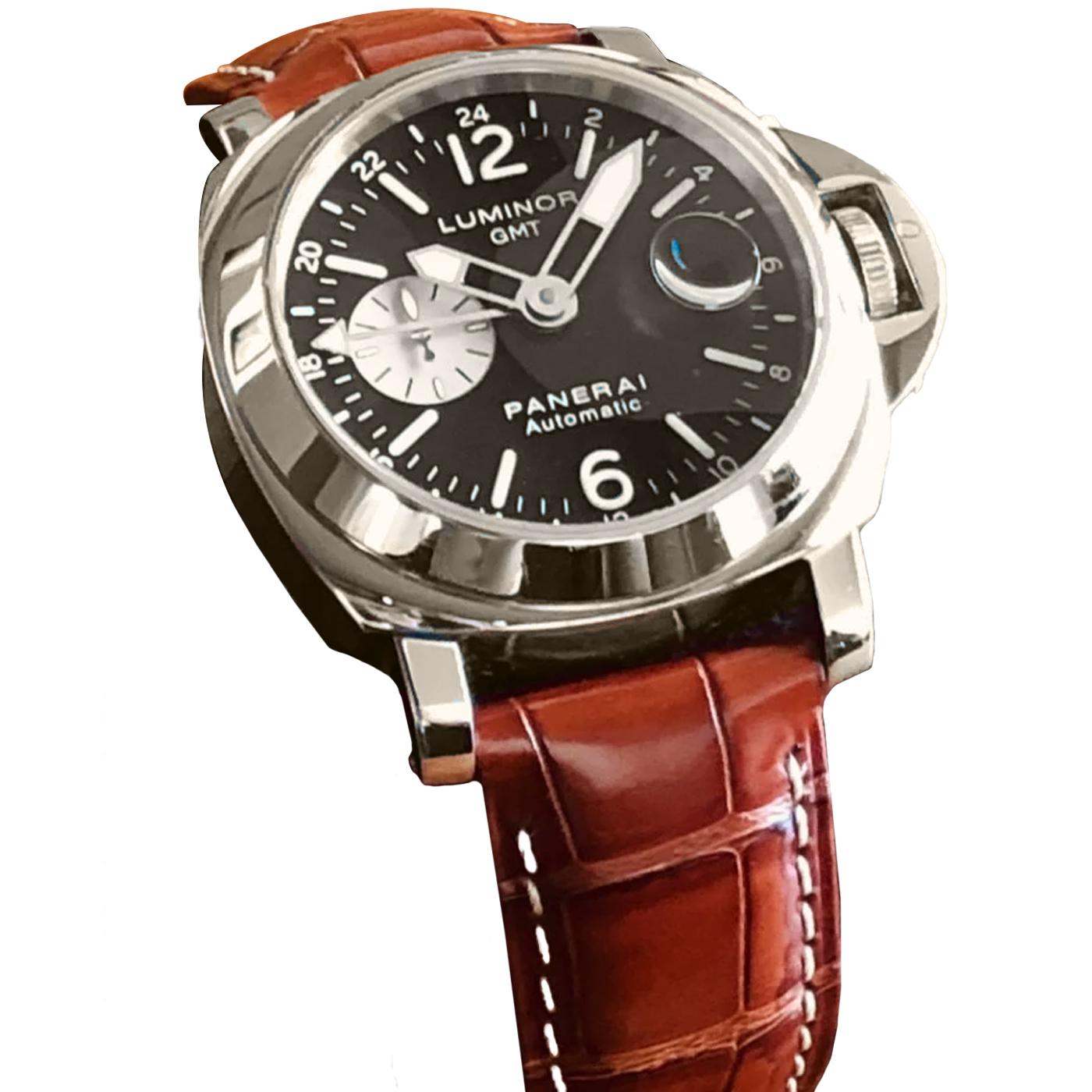Panerai PAM 00088 Luminor GMT Automatic Stainless Steel Leather Strap ...
