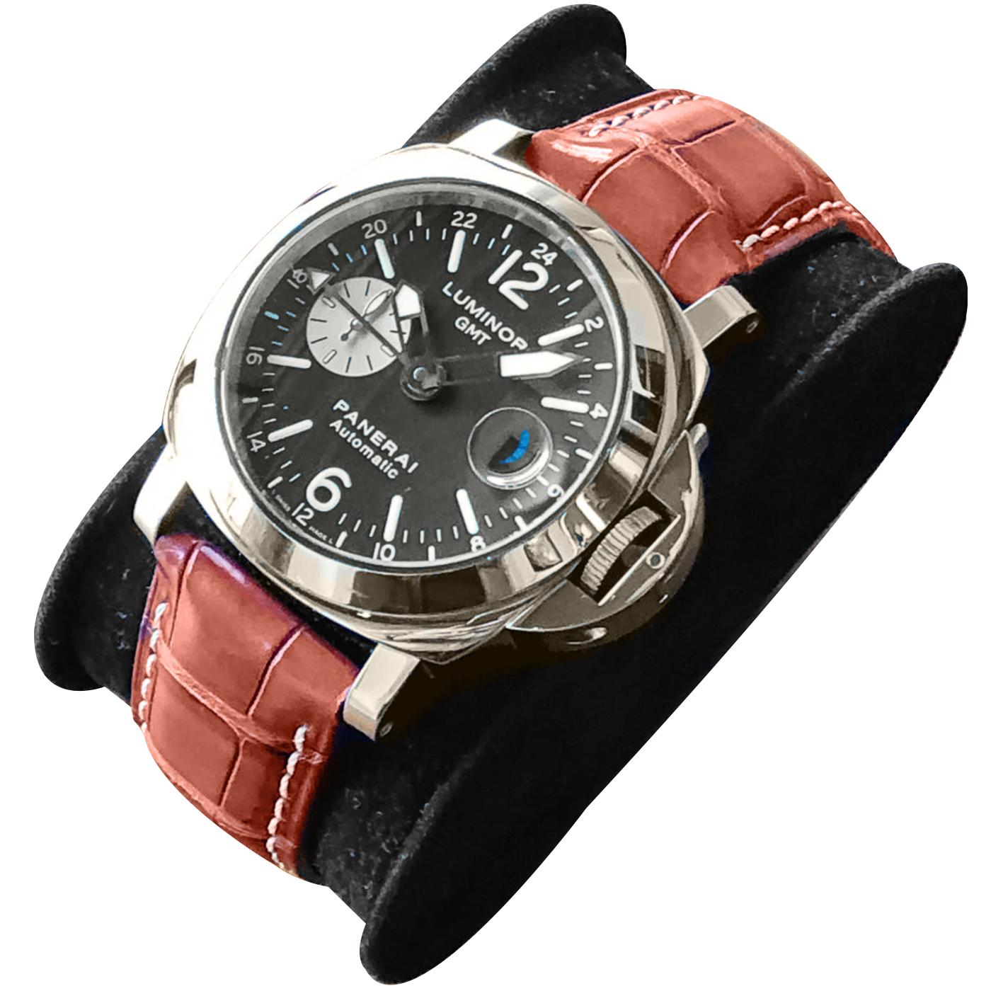 Panerai PAM 00088 Luminor GMT Automatic Stainless Steel Leather Strap ...