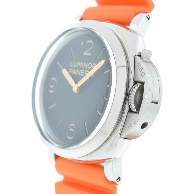 Panerai PAM 372 Luminor Stainless Steel Automatic Rubber Strap Watch ...