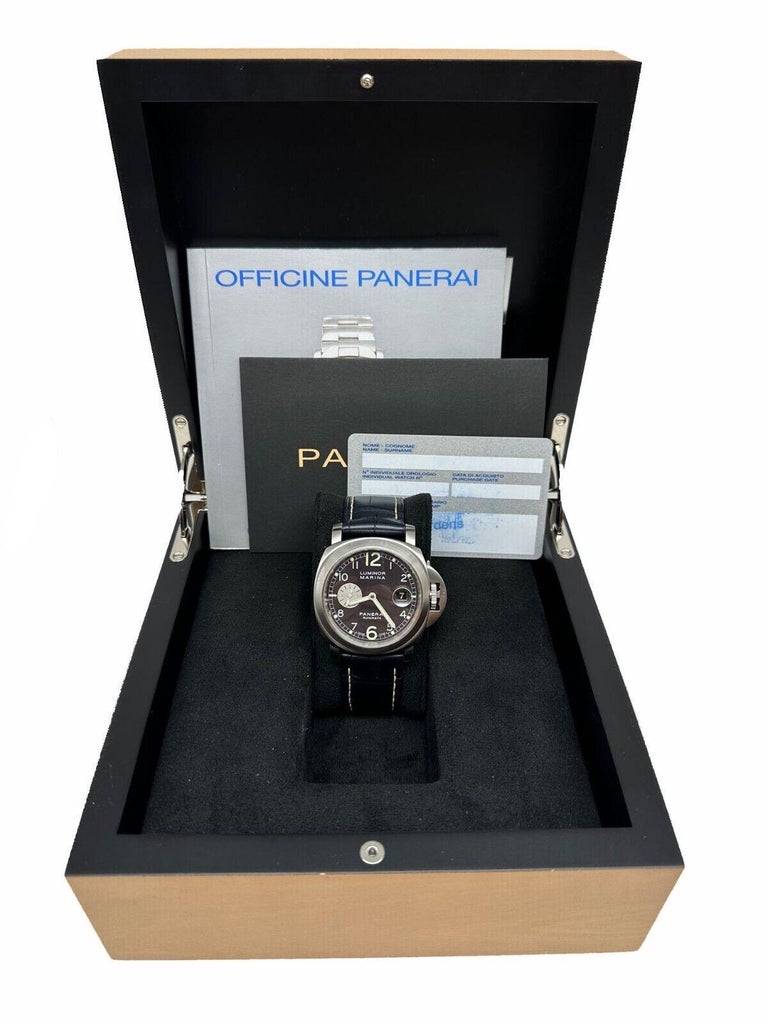 Panerai PAM00086 Pam 86 Luminor Marina Black Dial Steel Leather Band ...