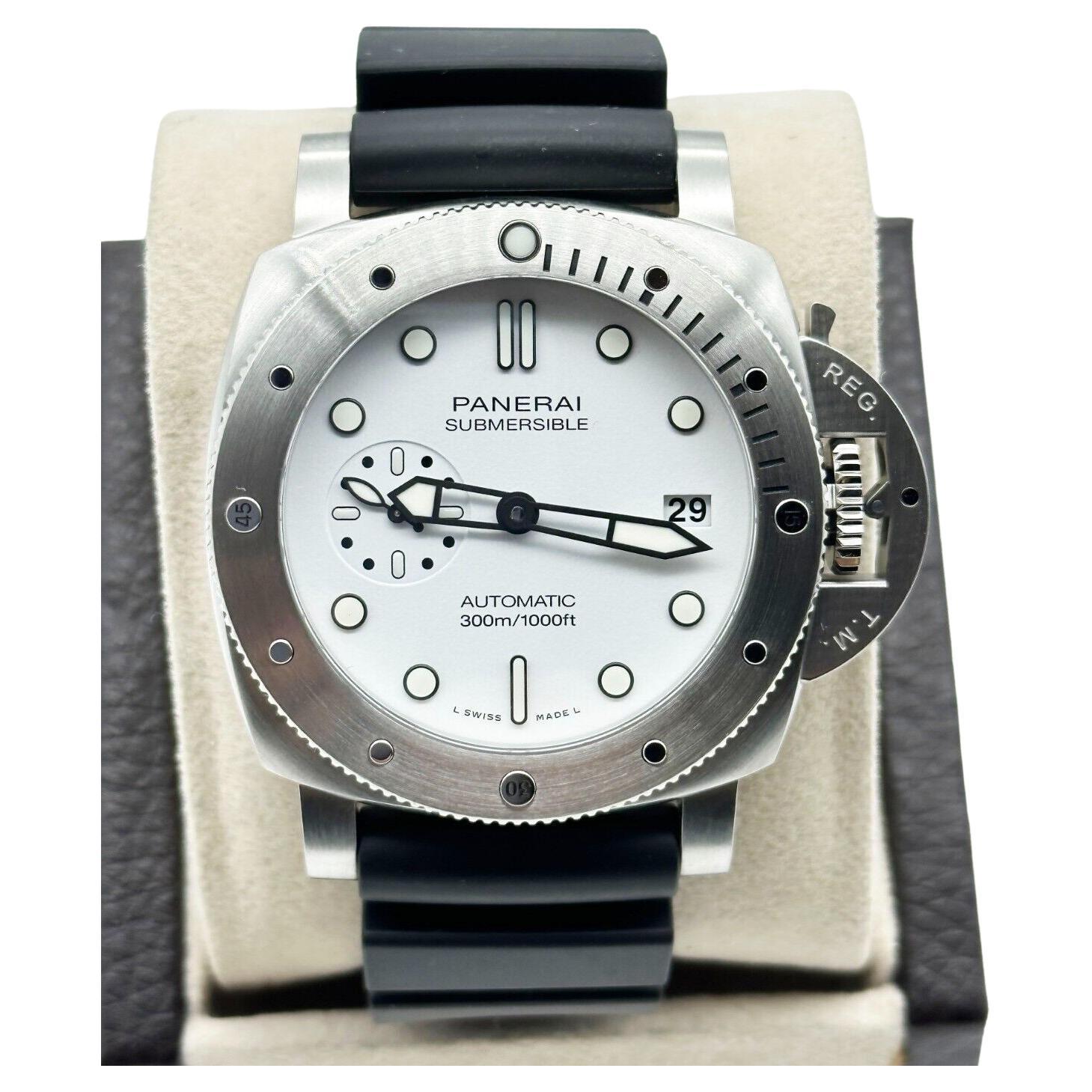 Panerai PAM01223 Submersible Bianco Stainless Steel Rubber Strap Box ...