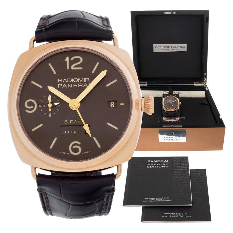 Panerai Radiomir 18k Rose Gold Brown Dial, Ref. PAM395 Manual Watch For ...