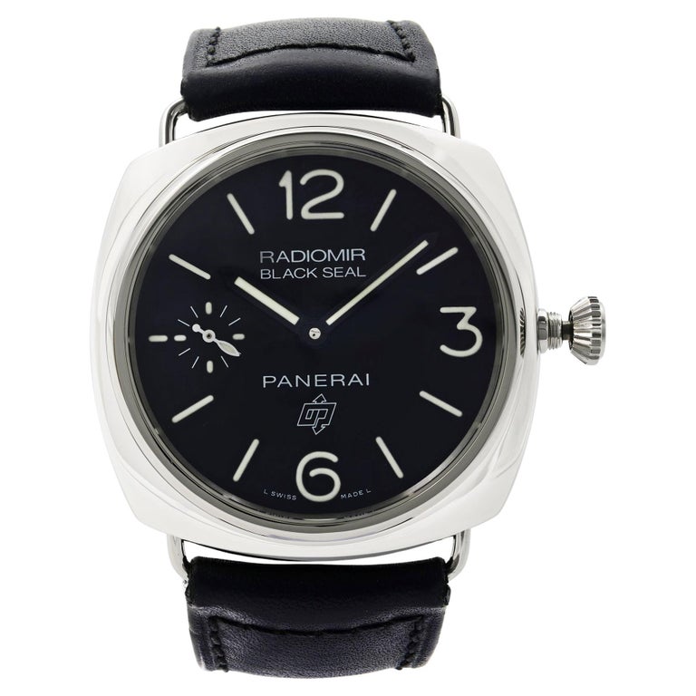 Panerai Radiomir Black Seal Steel Leather Black Dial Hand Wind Watch ...