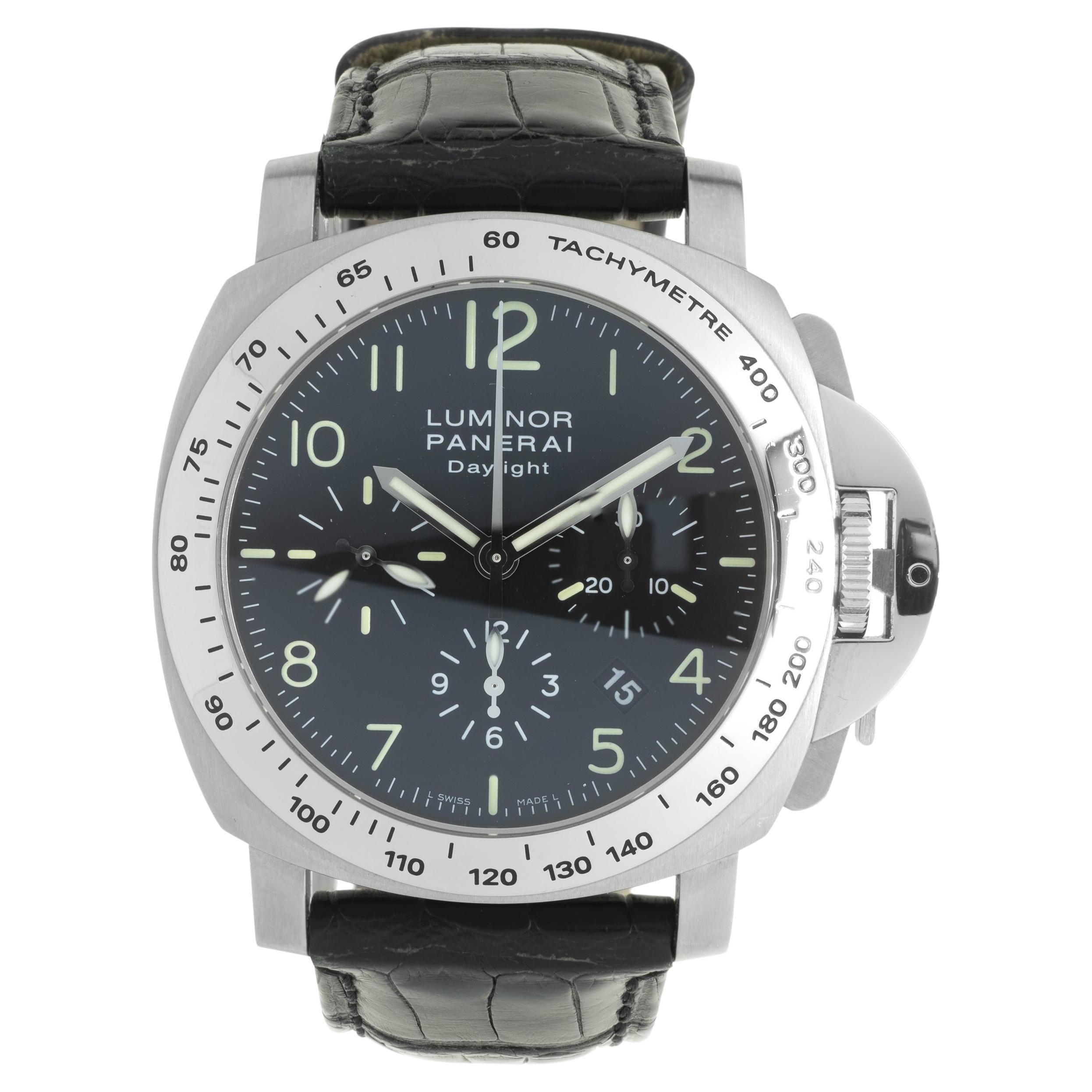 Panerai Steel PAM 196 "Daylight" Luminor Marina Chronograph at 1stDibs