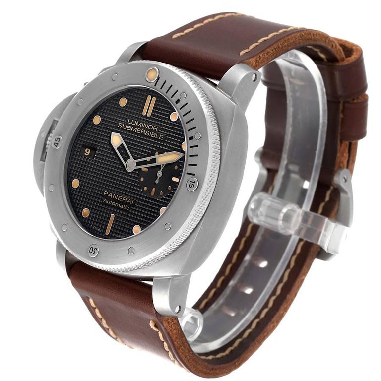Panerai Submersible 1950 Left Handed Titanium Watch PAM00569 Box Papers ...