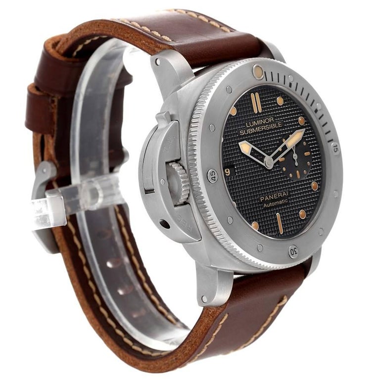 Panerai Submersible 1950 Left Handed Titanium Watch PAM00569 Box Papers ...