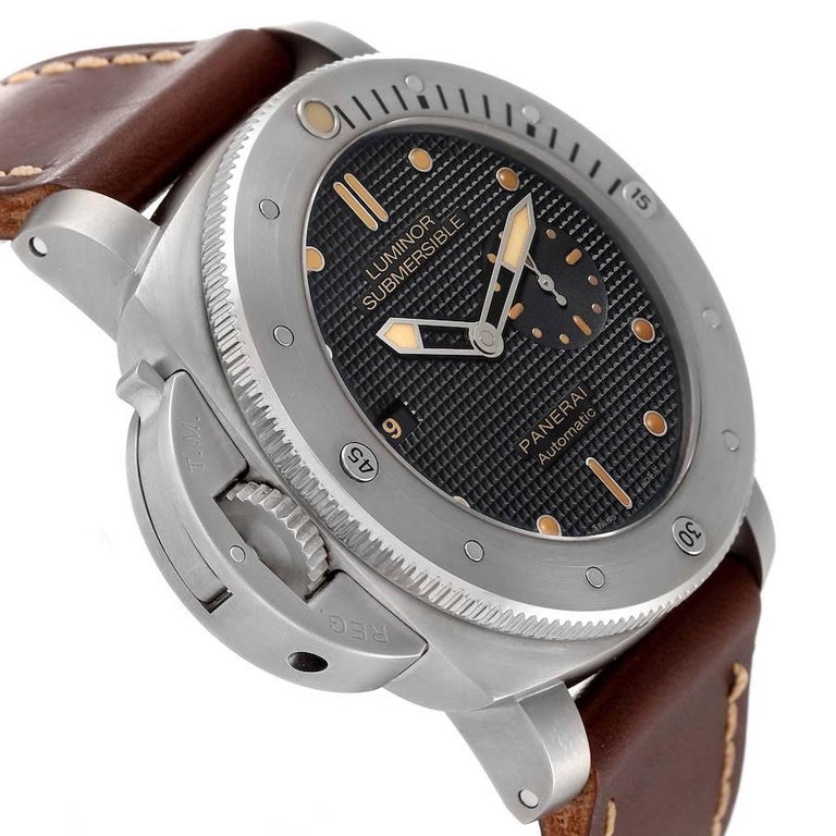 Panerai Submersible 1950 Left Handed Titanium Watch PAM00569 Box Papers ...