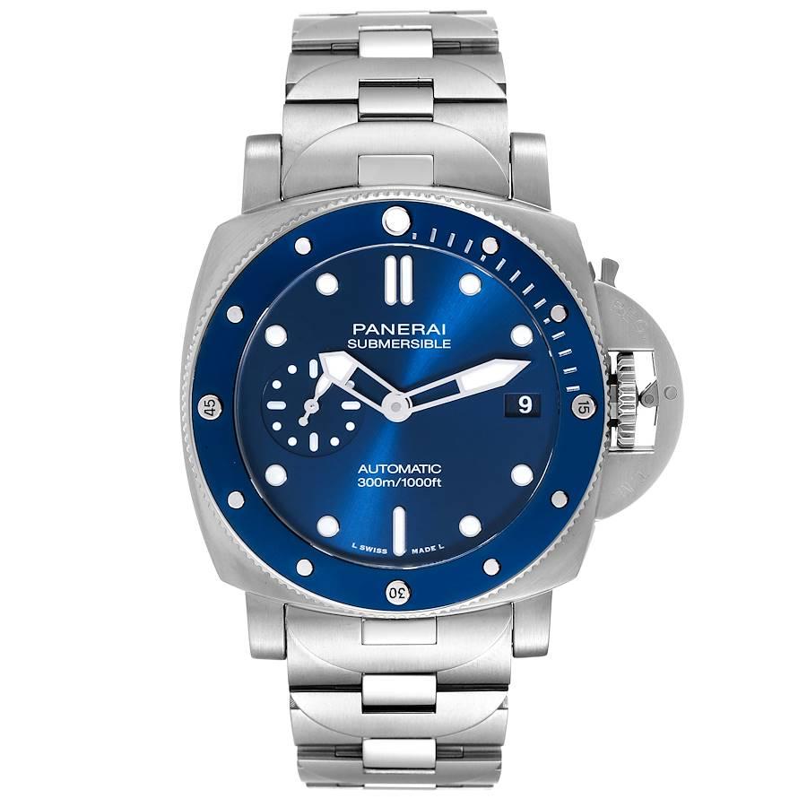 Panerai Submersible Blu Notte Blue Dial Steel Mens Watch PAM01068 Box ...
