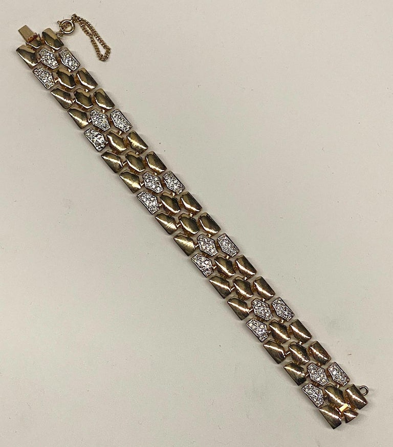 Panetta 1980s Gold and Rhinestone Accent Bracelet at 1stDibs