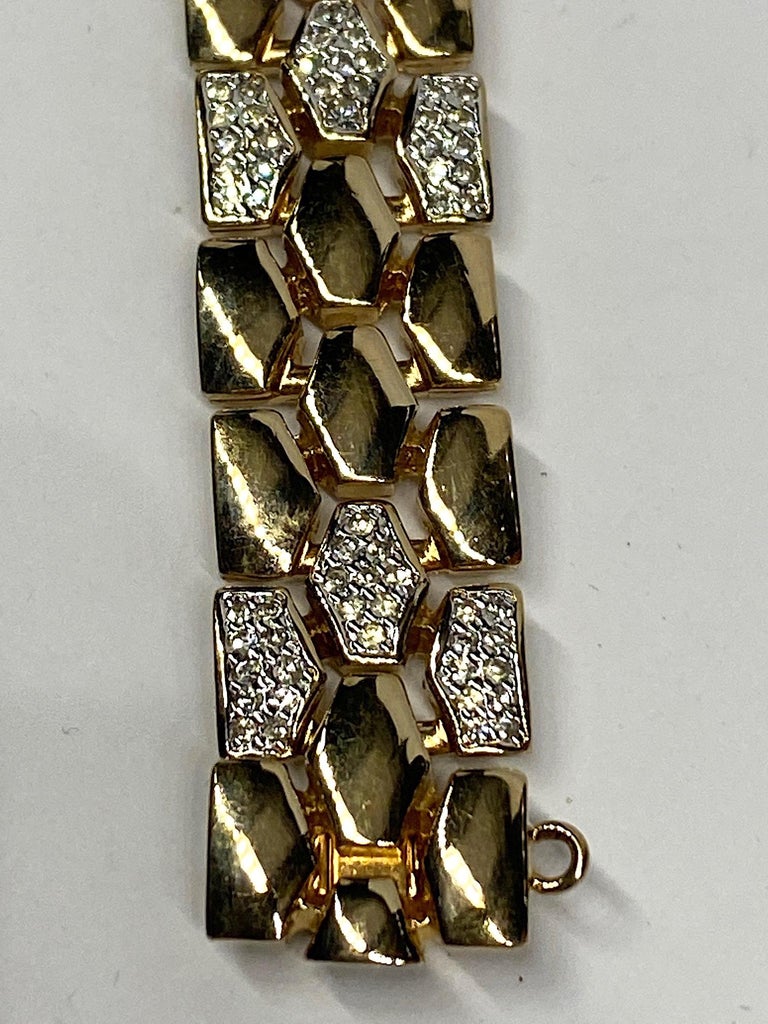 Panetta 1980s Gold and Rhinestone Accent Bracelet at 1stDibs