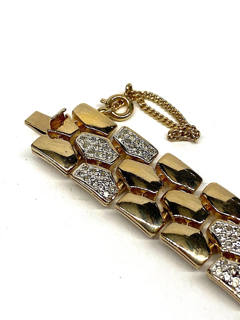 Panetta 1980s Gold and Rhinestone Accent Bracelet at 1stDibs