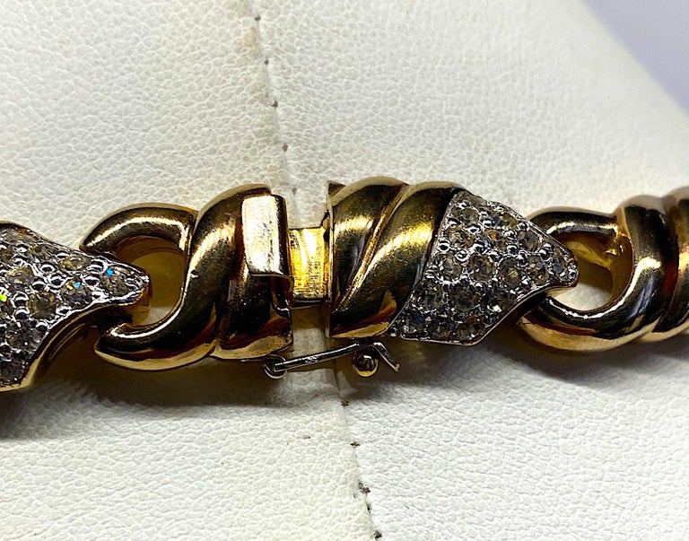Panetta 1980s Gold Twist and Rhinestone Necklace at 1stDibs