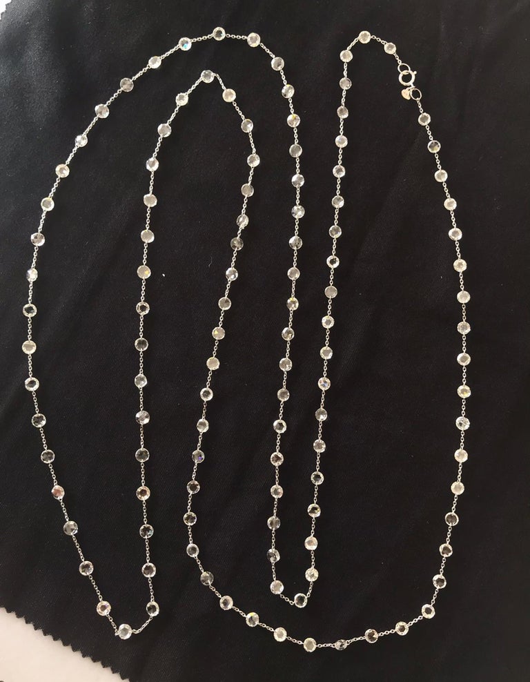PANIM 12.17 Carats Diamond Rosecut 18k White Gold Necklace For Sale at ...