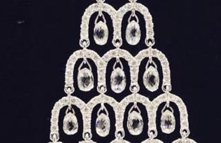 PANIM Diamond Briolette Chandelier 18K White Gold Chandelier Earrings ...