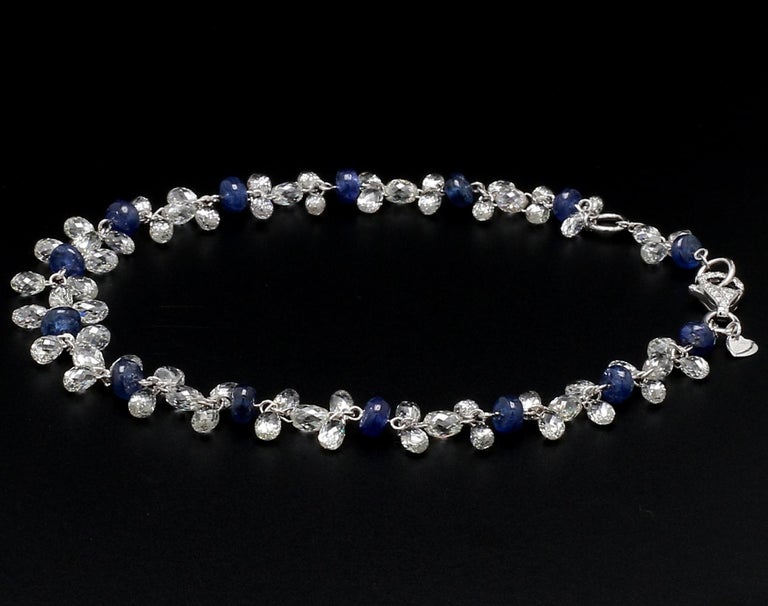 PANIM Diamond Briolette and Sapphire 18K White Gold Dangling Bracelet ...