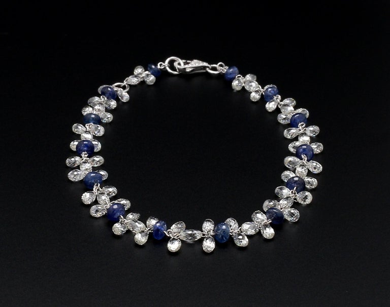 PANIM Diamond Briolette and Sapphire 18K White Gold Dangling Bracelet ...