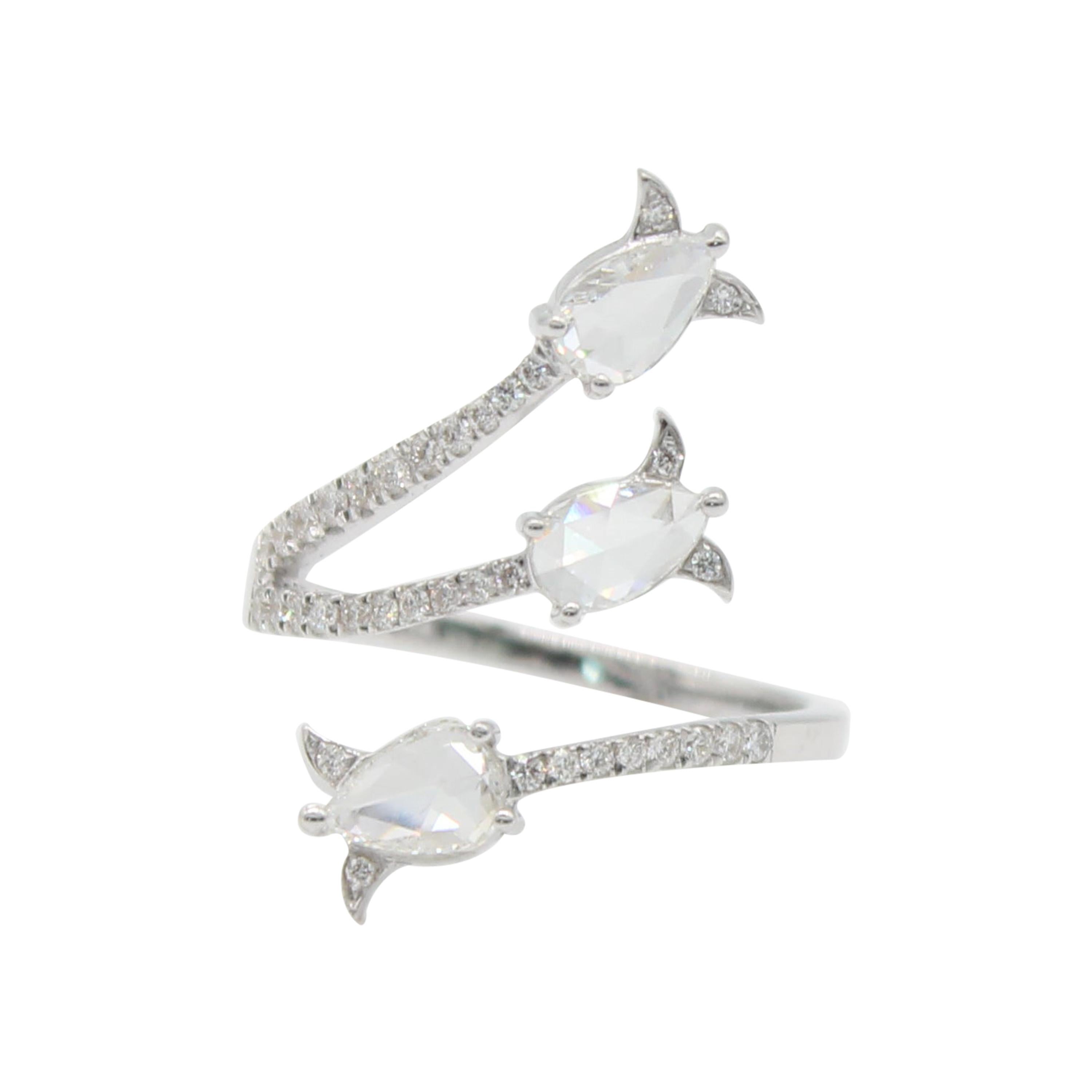 PANIM Serpenti 18 Karat White Gold Diamond Rosecut Ring For Sale at 1stDibs