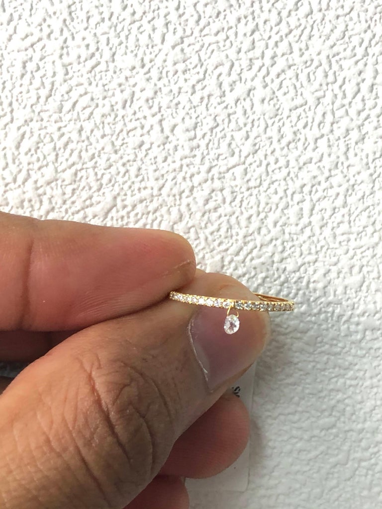PANIM Mono Briolette Diamond 18K Yellow Gold Dangling Ring For Sale at ...