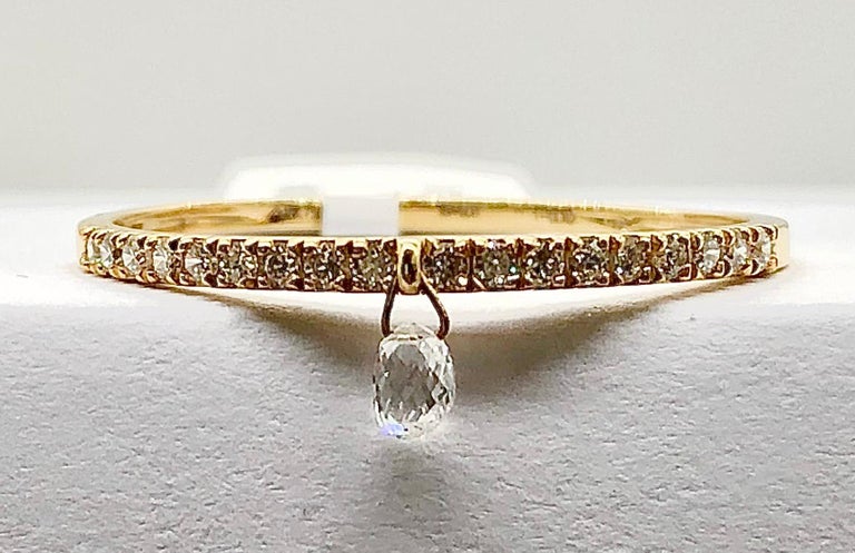 PANIM Mono Briolette Diamond 18K Yellow Gold Dangling Ring For Sale at ...