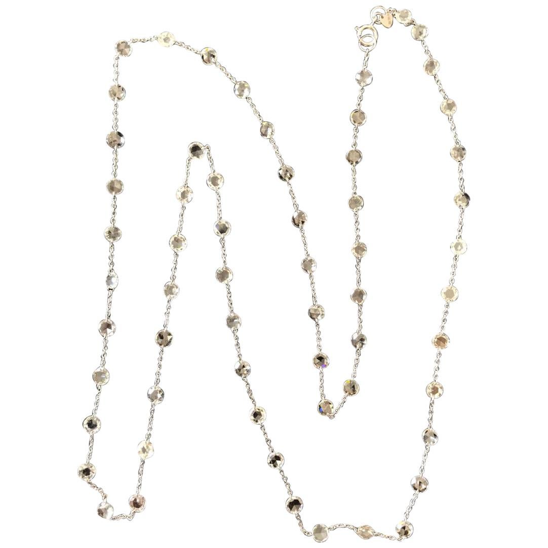 Natural Rosecut Round Diamond Chain Necklace Crafted in Platinum For ...