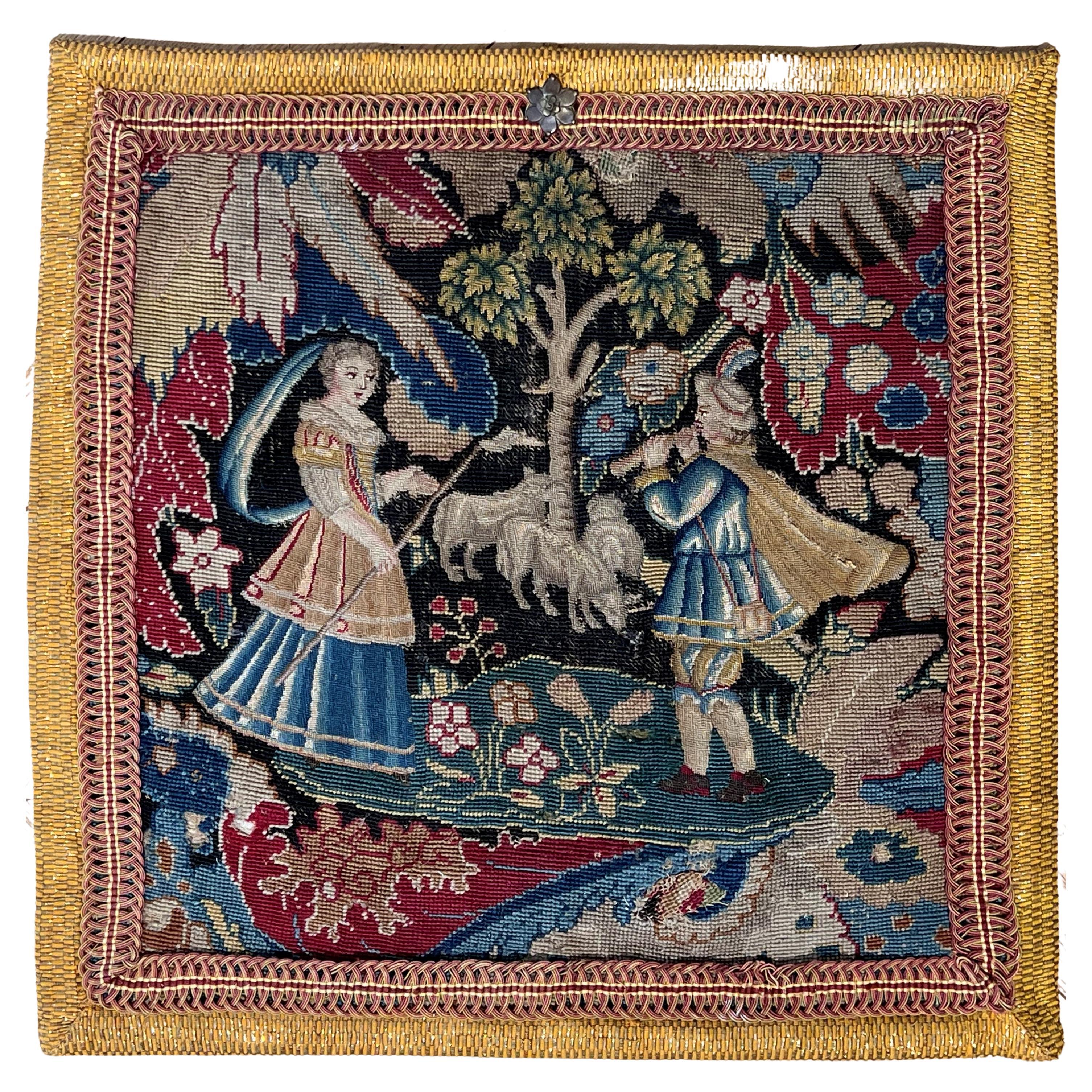 Panel embroidered in small sec stitch. XVIII For Sale at 1stDibs